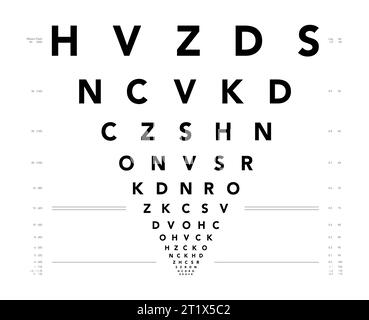 LogMAR chart Eye Test Chart medical illustration. Line vector sketch ...
