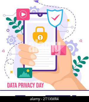Data Privacy Day Vector Illustration on January 28 with Lock on the ...