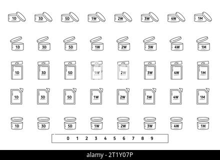 PAO Period after opening symbols. Black packaging labels for cosmetic ...