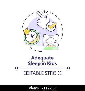 2D thin line icon adequate sleep in kids concept Stock Vector Image ...