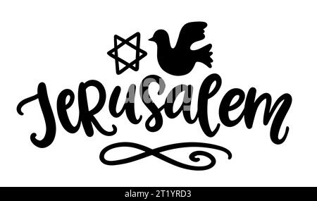 Jerusalem Israel inscription brush lettering word Stock Vector Image ...