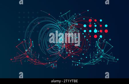 Abstract background with particles. Digital streaming background, wave flow. Plexus background ...