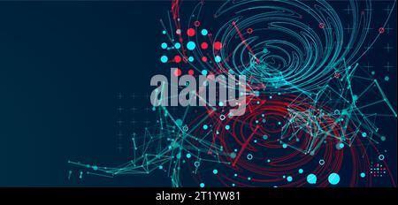 Abstract background with particles. Digital streaming background, wave flow. Plexus background ...