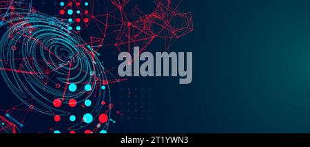 Abstract background with particles. Digital streaming background, wave flow. Plexus background ...