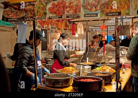 Oriental Food Stall, Upmarket Food Court, Brick Lane, London, UK Stock ...