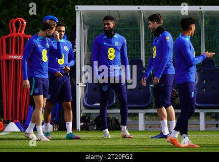 England's Trent Alexander-Arnold and Declan Rice during a training ...