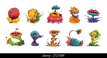 Evil carnivorous plants. Botanical scary monsters, fairytale toothy ...