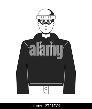 Thief in cap flat line concept vector spot illustration Stock Vector ...