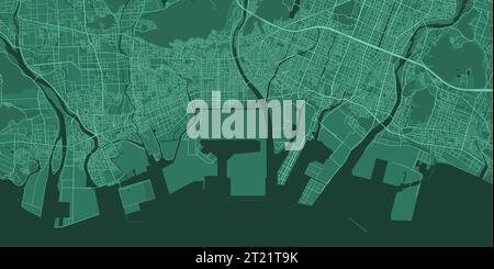 Himeji map. Detailed map of Himeji city administrative area. Cityscape ...