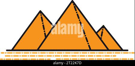 Simple orange flat drawing of the GIZA PYRAMID COMPLEX, GIZA Stock ...