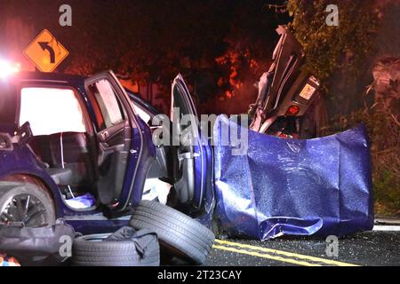 Scene of a fatal head on car crash that killed 4 people Stock Photo - Alamy