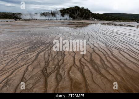 Brown drainage pattern of mineral pool runoff of hot springs Stock ...