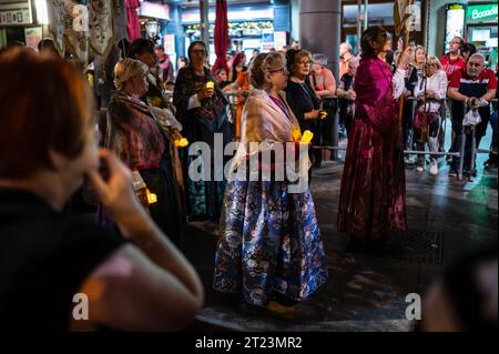 The Glass Rosary parade, or Rosario de Cristal, during the Fiestas del ...