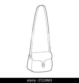 Saddle Cross-Body Bag silhouette. Fashion accessory technical ...