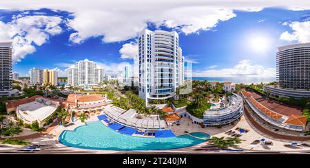 360° view of Miami Beach, FL, USA - October 6 , 2022: Aerial 360 vr ...