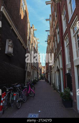 Amsterdam, Netherlands. Narrow alley in Red Light District with street ...