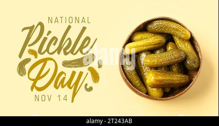 Banner for National Pickle Day with canned cucumbers Stock Photo - Alamy