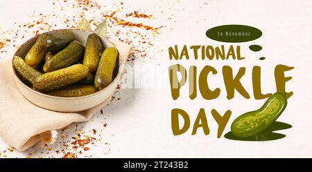 Banner for National Pickle Day with canned cucumbers Stock Photo - Alamy