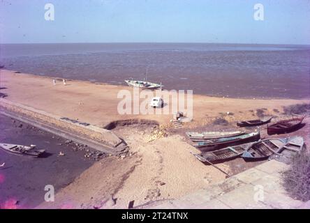 A small jetty in Koteshwar in the Kori Creek at low tide in the western ...