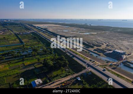 Aerial view of the 15.20km long Chittagong City Outer Ring Road from ...
