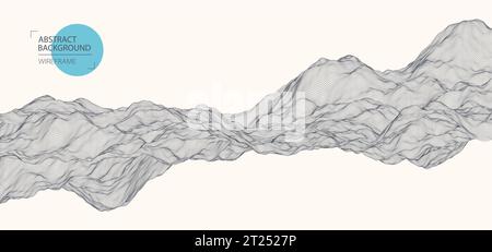 Abstract waves is made in a wireframe style. Template for science and ...