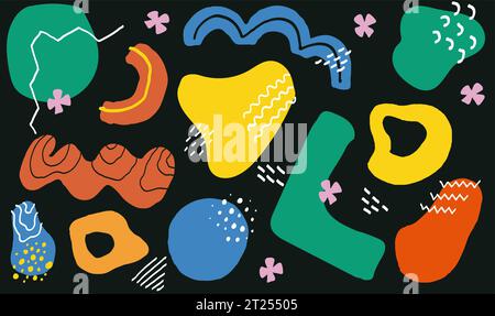 Creative doodle art header with different shapes and textures Stock ...