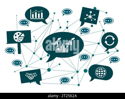 Concept of bpo with icons on speech bubbles Stock Photo - Alamy