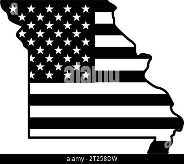 missouri MO state map shape simplified with USA flag vector isolated on ...