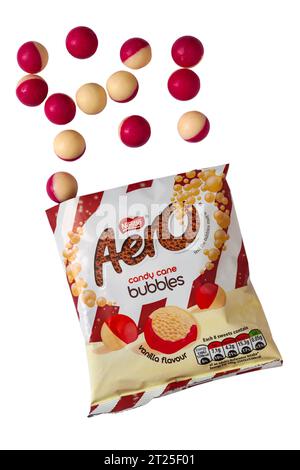 Packet of Nestle Aero Candy Cane Bubbles vanilla flavour set on white ...