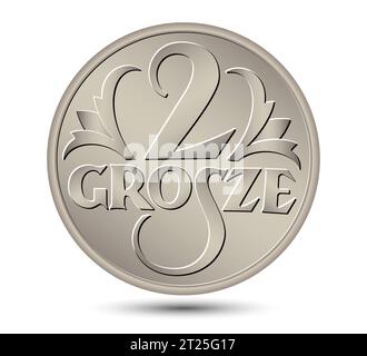 Reverse Polish money, two grosz coin. Vector illustration Stock Vector ...