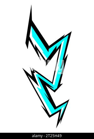 Illustration of cartoon lightning. Grunge graffiti stylized image of ...