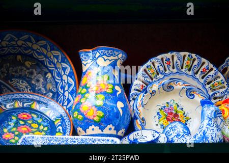 Lisbon, Portugal, Craft plates and vases with images of sardines for ...