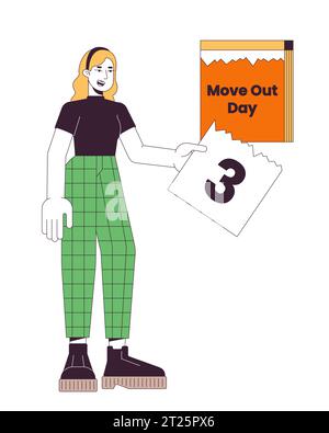 Moving out day calendar tear off black and white cartoon flat ...
