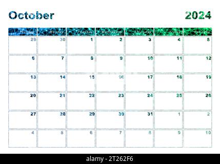 October 2024 calendar, week start Sunday, modern design Stock Photo - Alamy