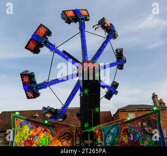 Mops fair fairground, High Street, Marlbrough, Wiltshire, England, UK ...