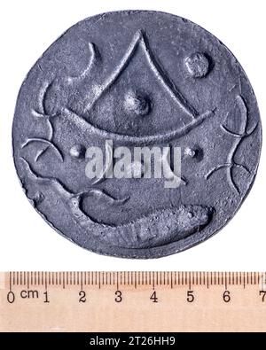 Ancient coin of the kingdom of Funan.. Isolated on white Stock Photo ...