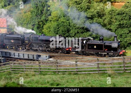 Double heading BR Standard Class 9F's Nos 92214 and 92134 making a ...