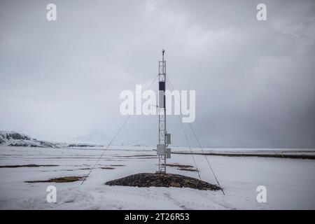 Weather station at Kvísker, windiest place in Iceland. South east ...