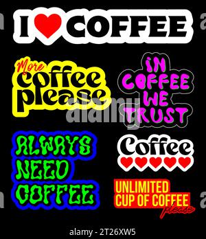 Coffee sticker set, for barista, coffee addict, Coffee shop decoration ...