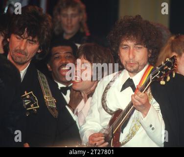 1986 George Harrison Ben E King Mick Jagger Bob Dylan John Barrett ...