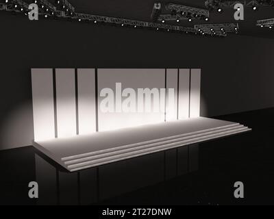 Event empty stage in perspective view with a triangle backdrop, staging ...