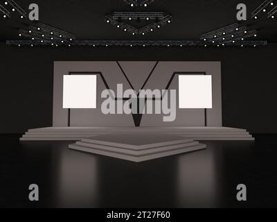 Dark stage with two spotlight Stock Photo - Alamy