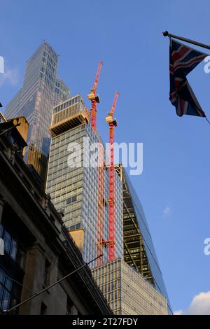 Two tower cranes are being used to construct 8 Bishopsgate, a 51-storey ...