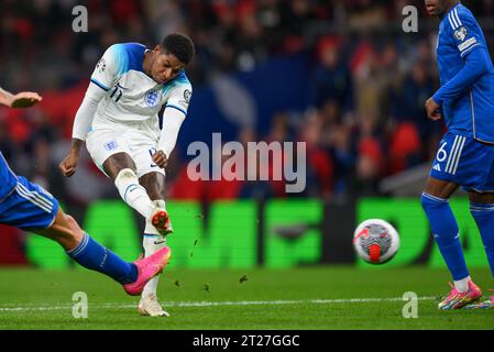 Marcus Rashford of England shoots for goal during a FIFA Men’s World ...