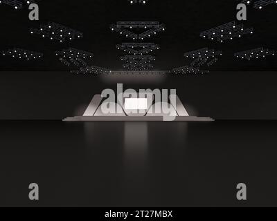 event stage with rounded corners backdrop design. perspective view ...