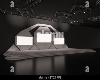 Event stage with octagon backdrop design-led screens for projection ...