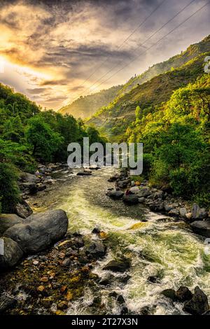 Tirthan River in the eco-zone of the Great Himalayan National Park in ...