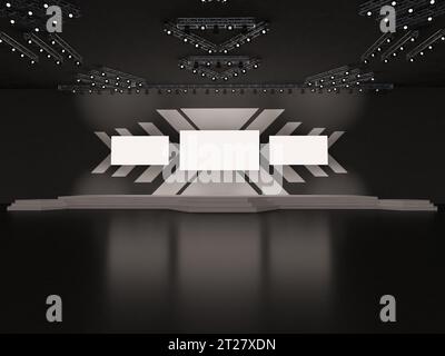 Rectangular event Empty stage front view with rectangular screen for ...