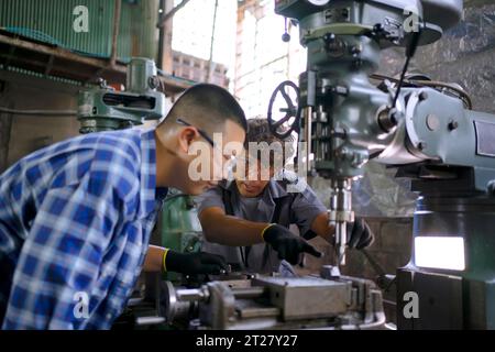 Student is going to visit metal factory. Education and engineering ...