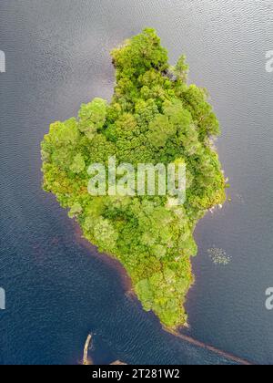 Aerial view of Twelve Pines Island, standing on a gorgeous background ...